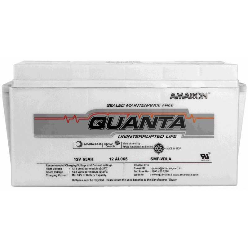 65 AH SMF BATTERY AMARON QUANTA 2YEAR WARRANTY Reckon